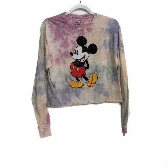 Disney | Tops | The Disney Mickey Mouse Women Cropped Top Tie Dye ...